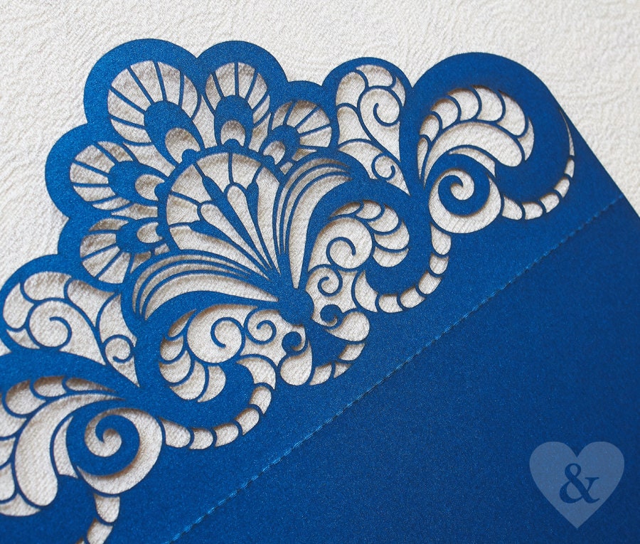 Metallic Navy Blue Wedding Invitation Pocket Dark Blue Diy | Etsy