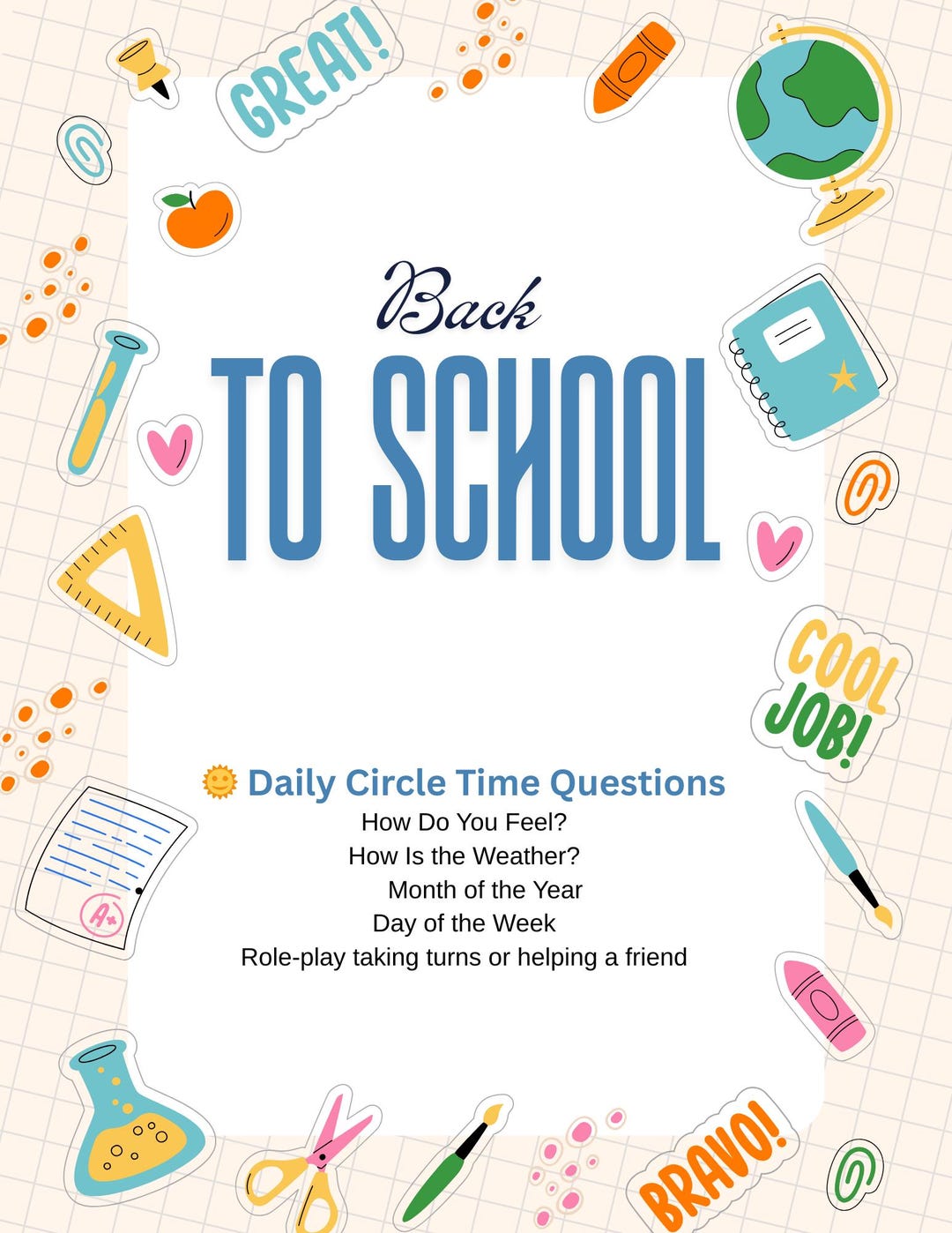 Back to School Circle Time Worksheet | Feelings, Weather, Alphabet ...