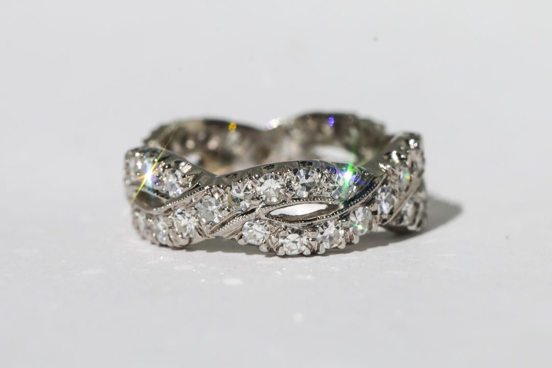 Vintage Platinum Single Cut Diamond Eternity Band 7.0 - Etsy