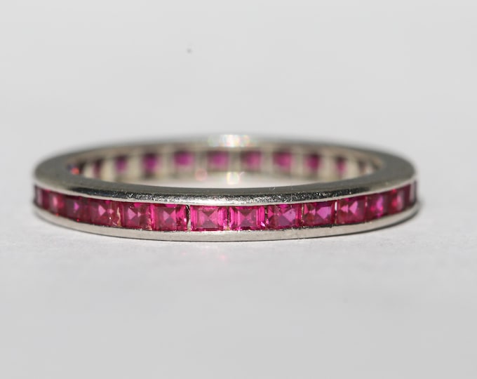 Vintage 18k White Gold Ruby Eternity Band - Etsy