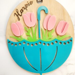 Spring Flower Umbrella Personalized Easter Basket Tag - Etsy