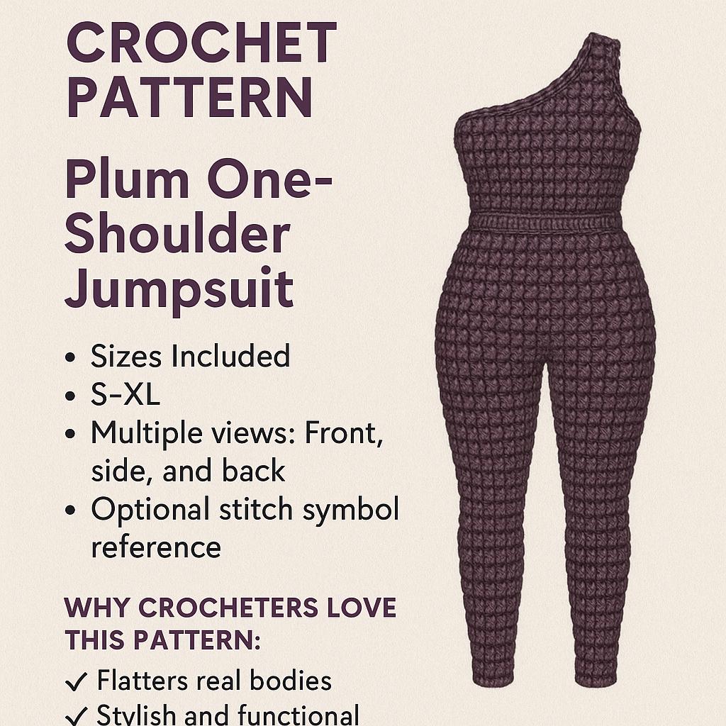 Digital Download One-shoulder Crochet Jumpsuit Pattern BONUS (PDF) - Etsy