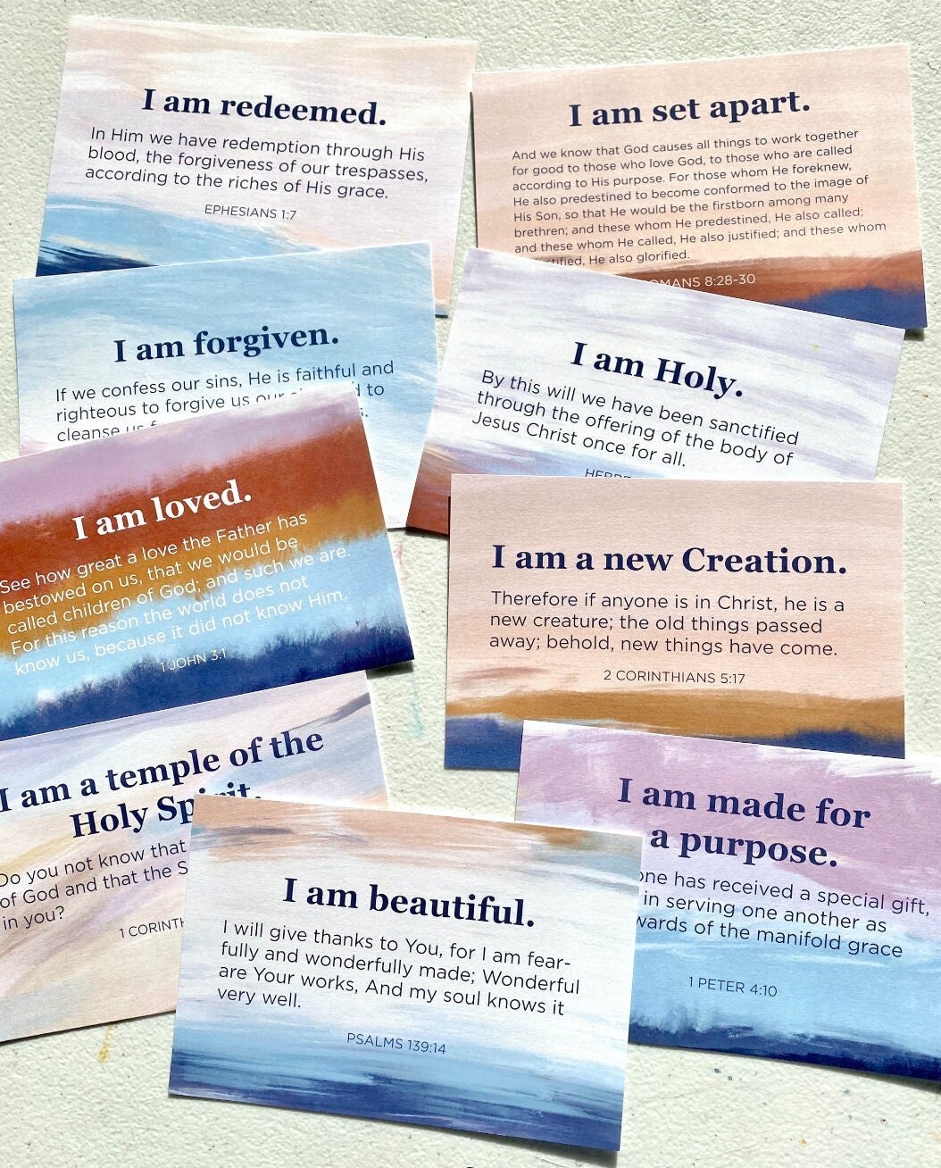 Bible Verse Cards Set of 9 Cards With Walnut Wooden Stand - Etsy