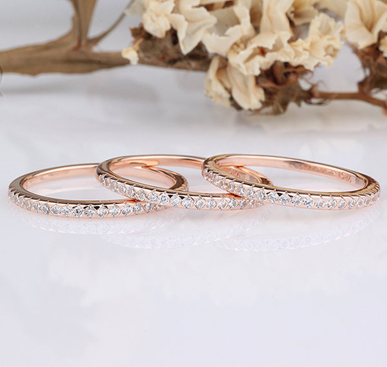 Three Band Stackable Rings / Wedding Engagement Anniversary - Etsy