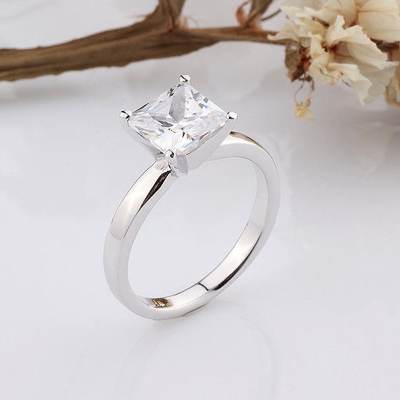 Princess / Square Cut CZ Women Wedding Engagement Ring / | Etsy