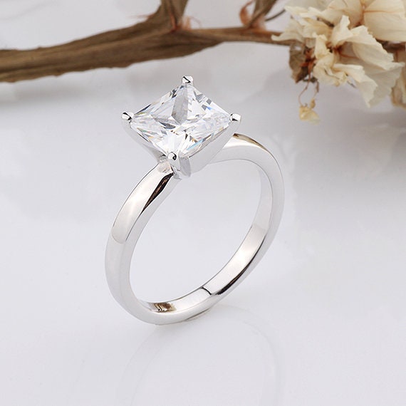 Princess / Square Cut CZ Women Wedding Engagement Ring / | Etsy