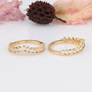 Round CZ Half Eternity Wedding Engagement Curved Band Ring / Yellow ...