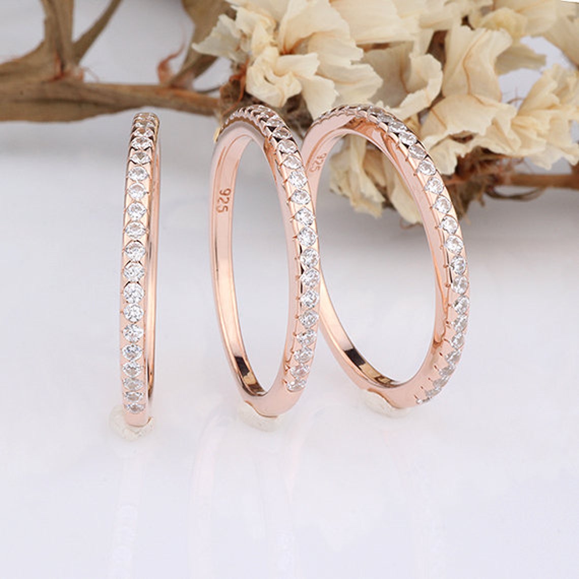 Three Band Stackable Rings / Wedding Engagement Anniversary | Etsy