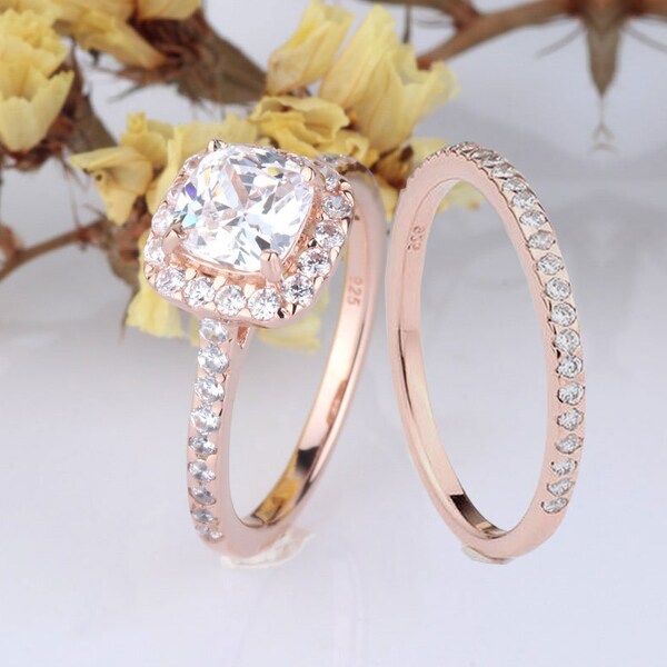 Rose Gold Cushion Cut Ring - Etsy
