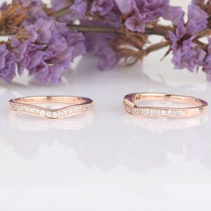 Rose Gold Plated Over Sterling Silver Round CZ Pave Set Half Eternity ...