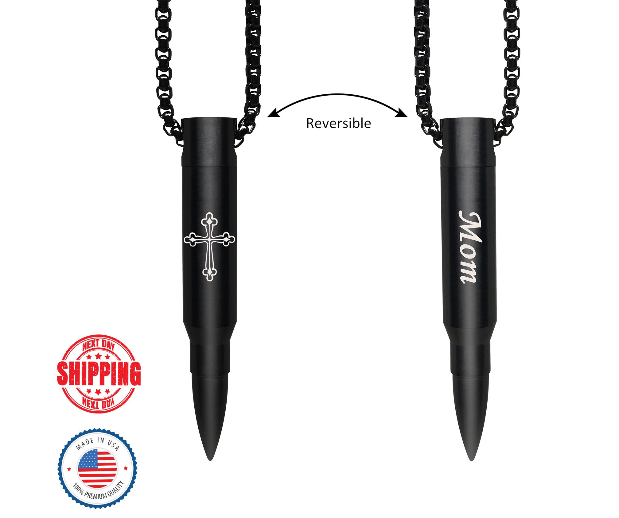 Men Bullet Urn Necklace Black Cross and MOM Ashes Cremation - Etsy