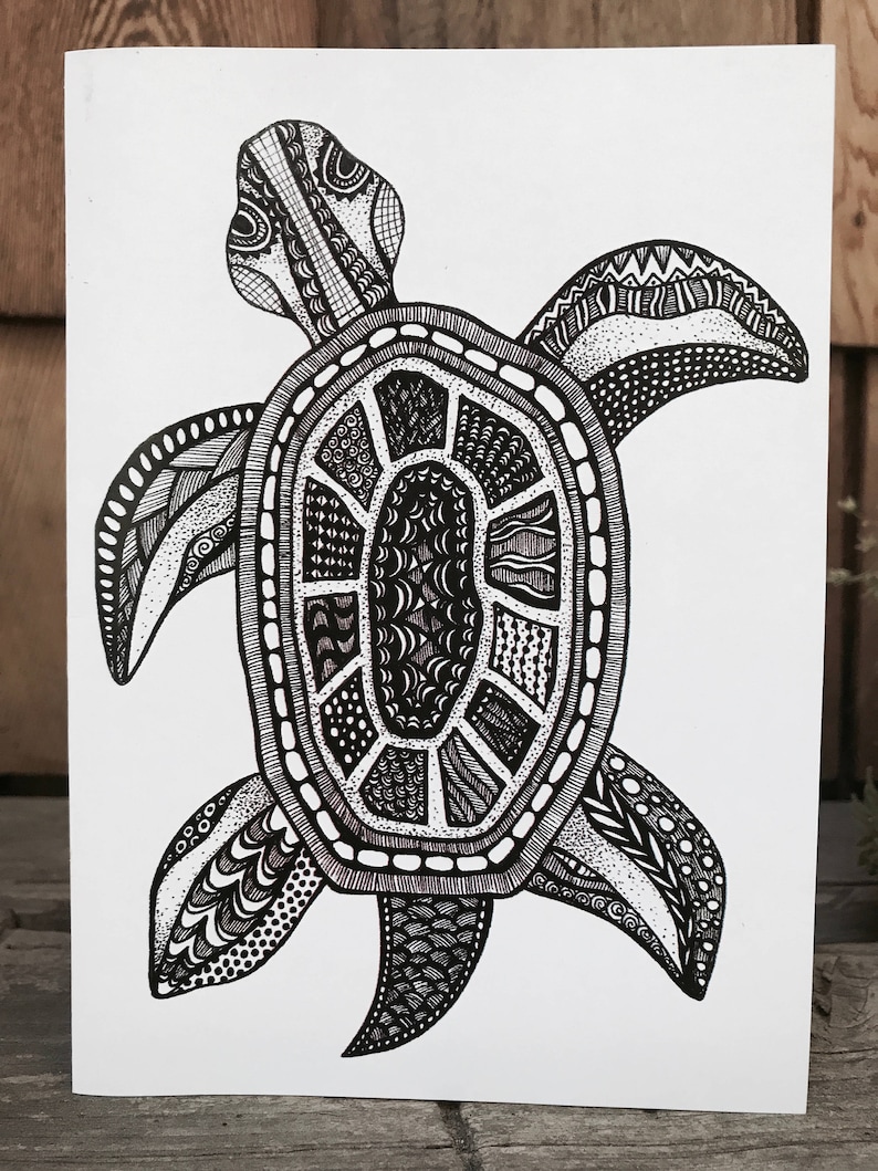 Turtle Print, Zentangle, Turtle Drawing, Art Prints, Impresiones en ...