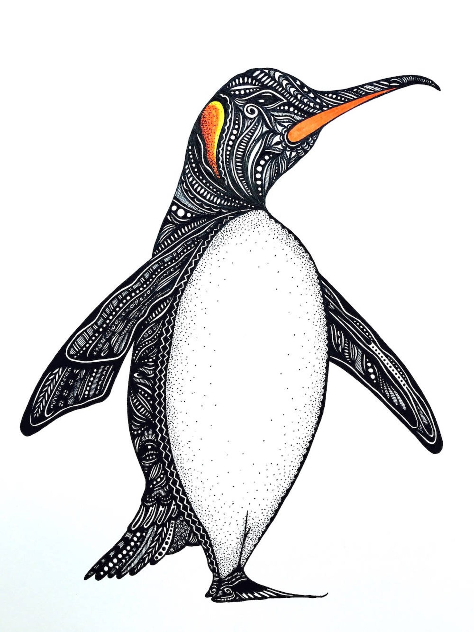 Penguin Print, Zentangle Art, Penguin Gift, Art Prints, Penguin Drawing ...