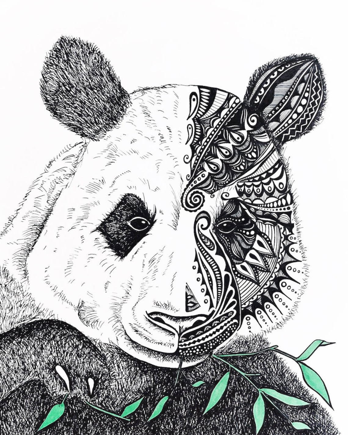 Panda Print, Zentangle Art, Panda Gift, Art Prints, Panda Art, Wall Art ...