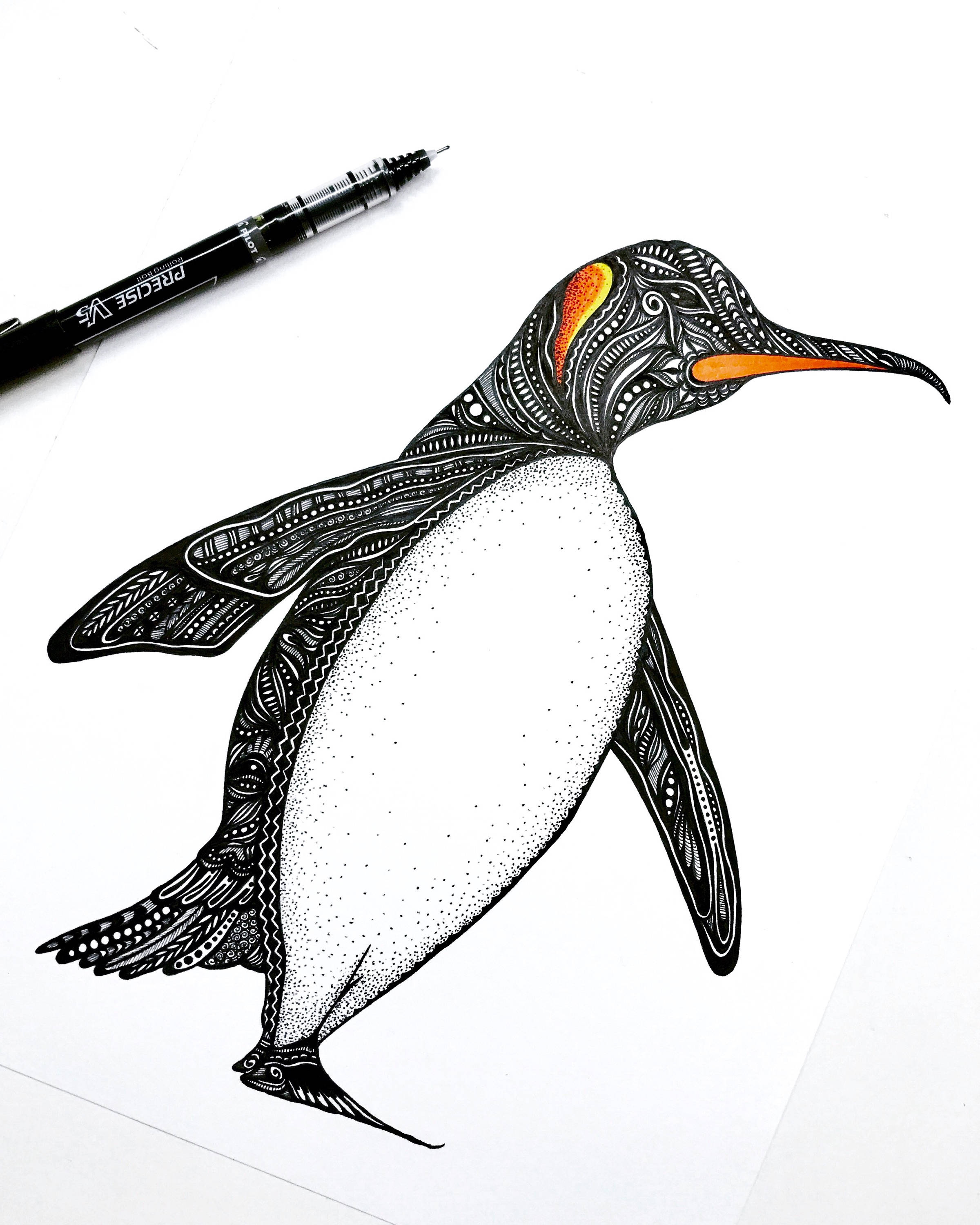 Penguin Print, Zentangle Art, Penguin Gift, Art Prints, Penguin Drawing ...