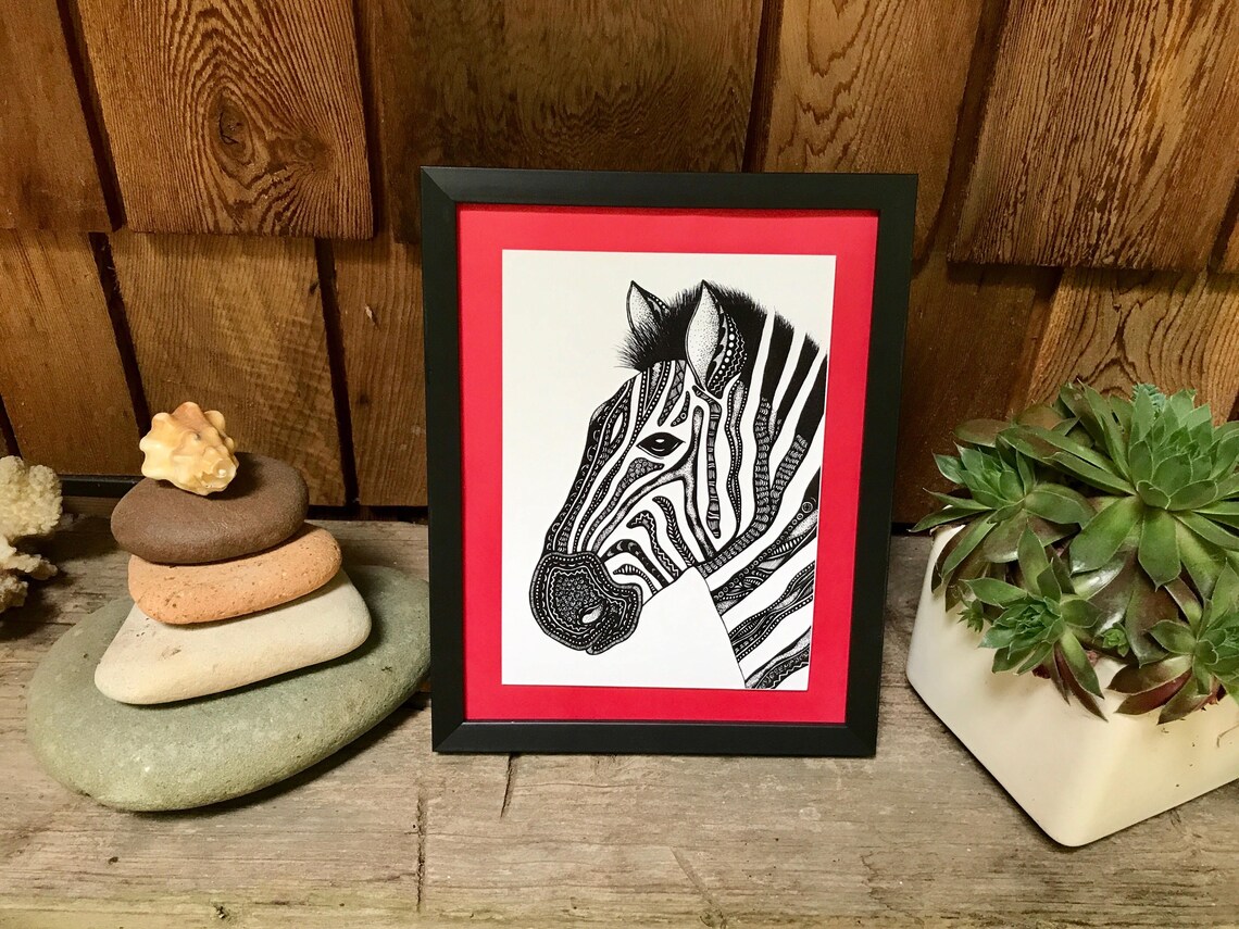 Zebra Print, Zentangle, Zebra Drawing, Art Prints, Black and White ...