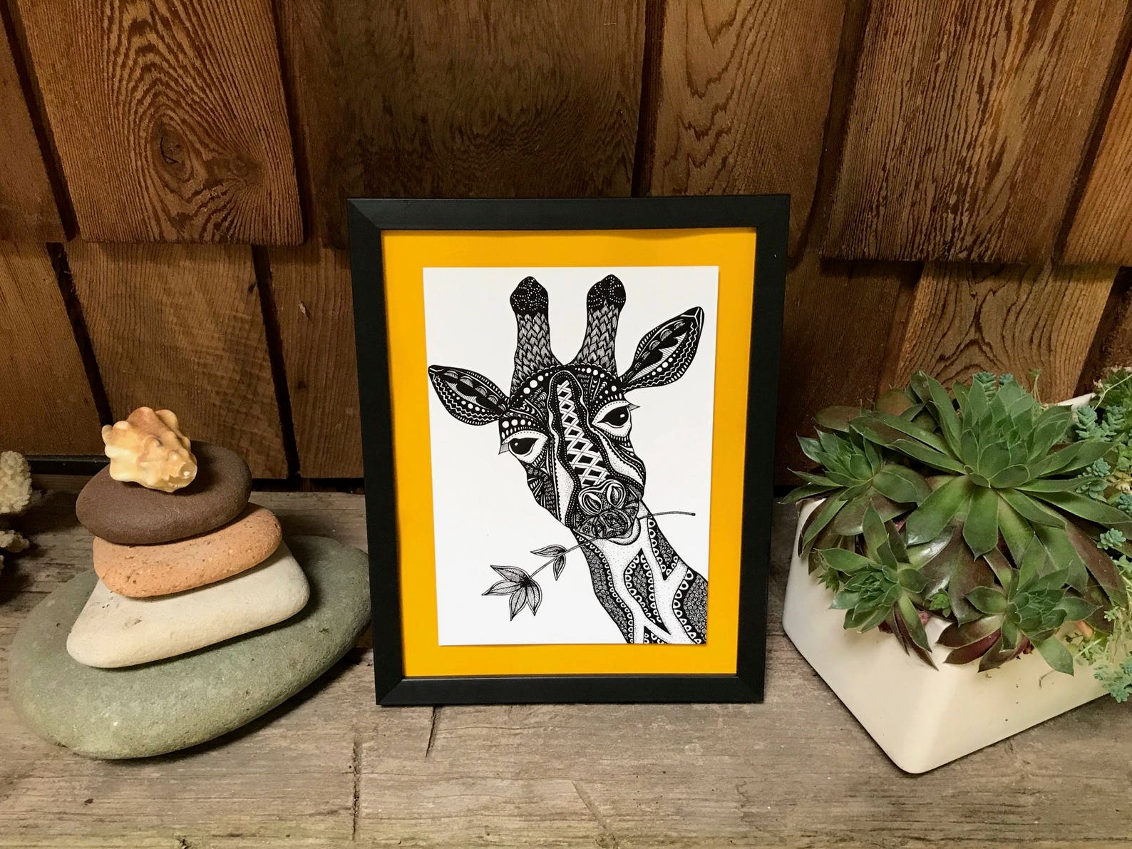 Giraffe Print, Zentangle, Giraffe Drawing, Art Prints, Black and White ...
