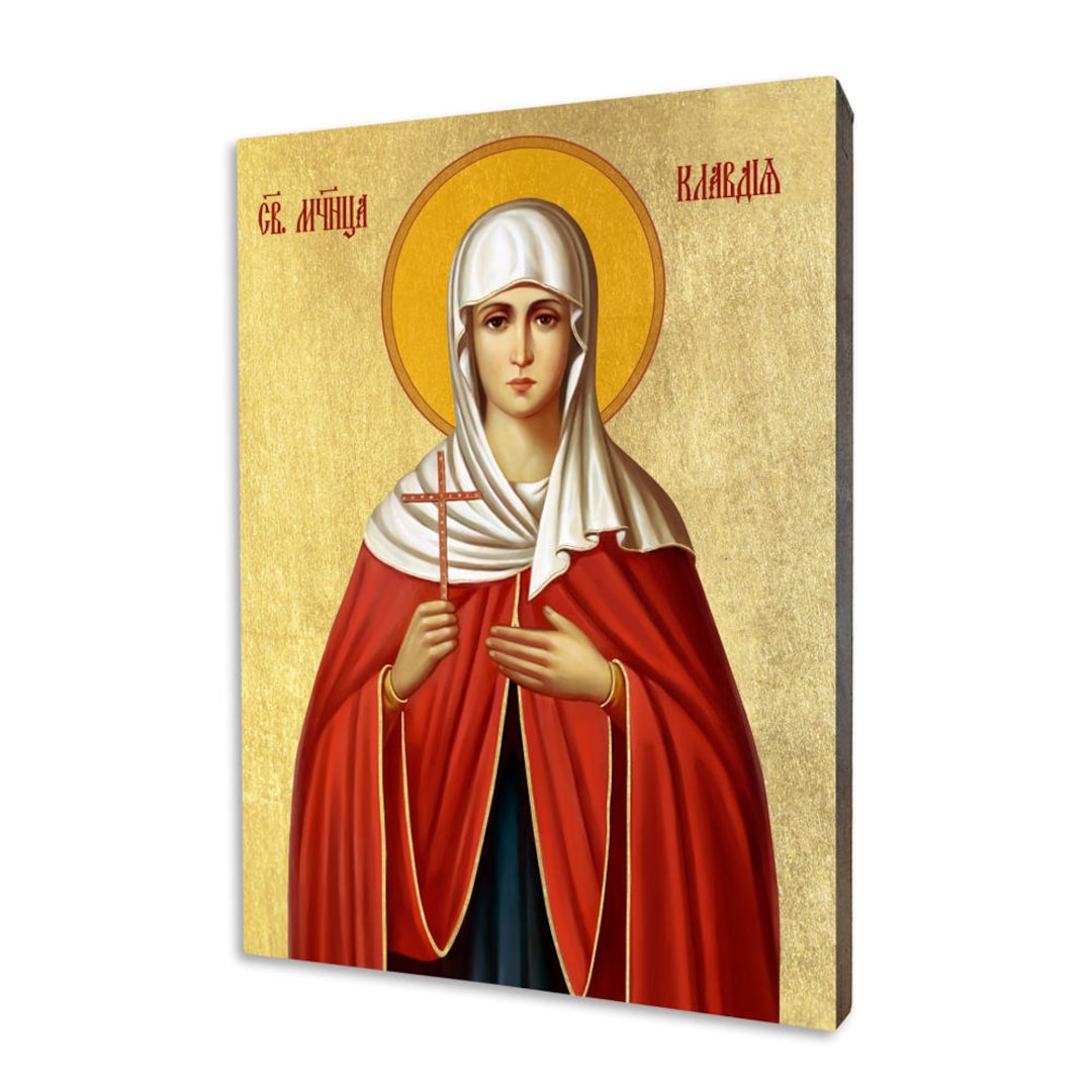 Handmade St. Claudia Icon: Gilded Religious Gift, Alder Wood - Etsy