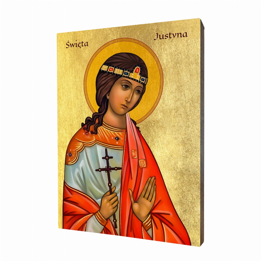 Handmade Saint Justina Icon: Gilded Religious Gift, Alder Wood - Etsy