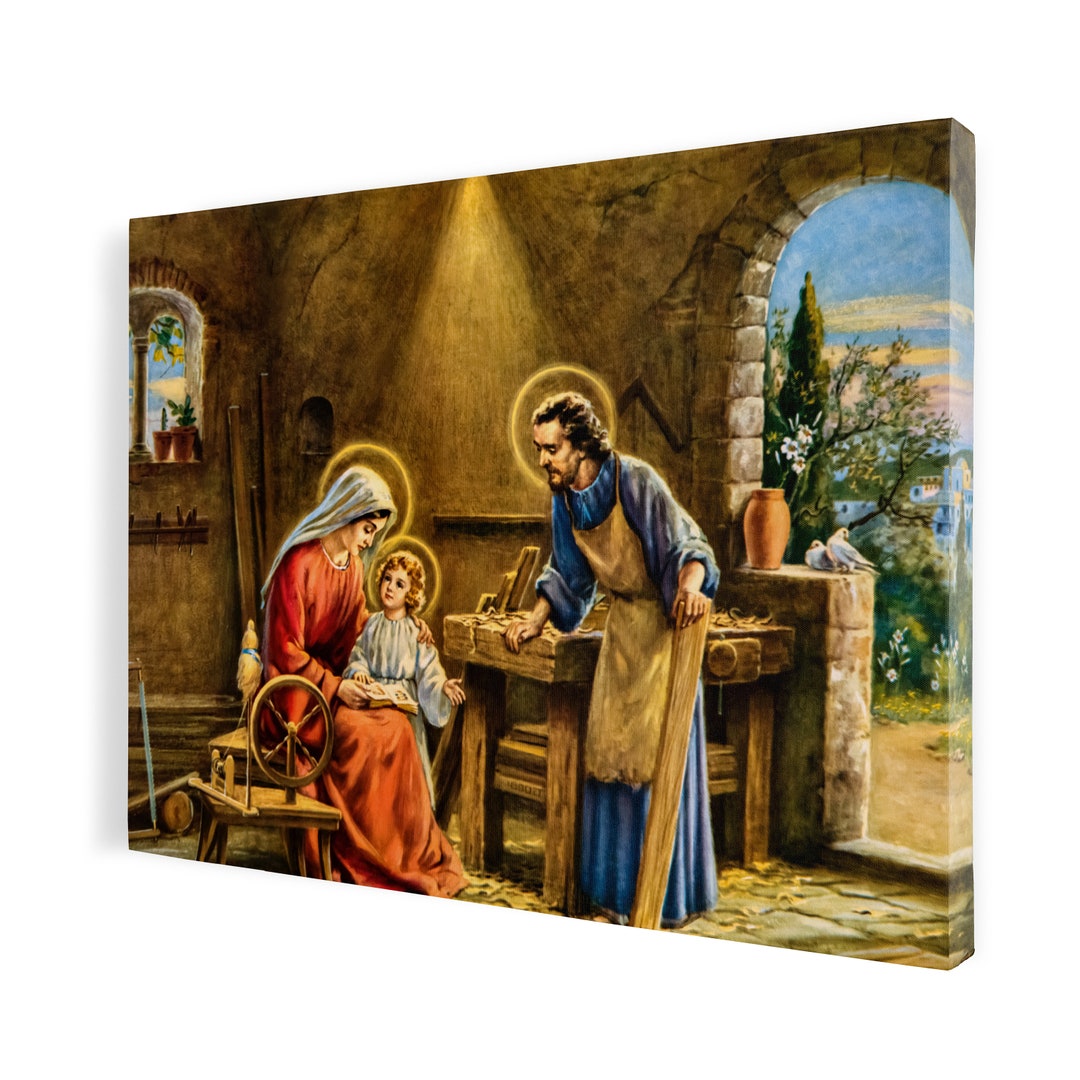 Holy Family Print on Canvas, Wall Art, Home Decor, Religious Print on ...