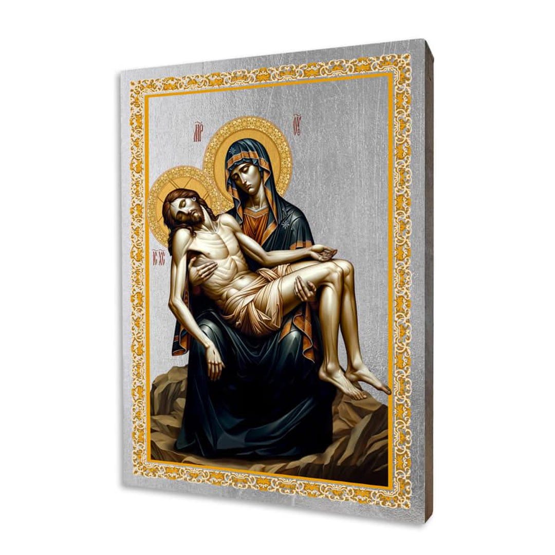 Handmade Pieta Icon: Gilded Religious Wood Art, 5 Sizes - Etsy