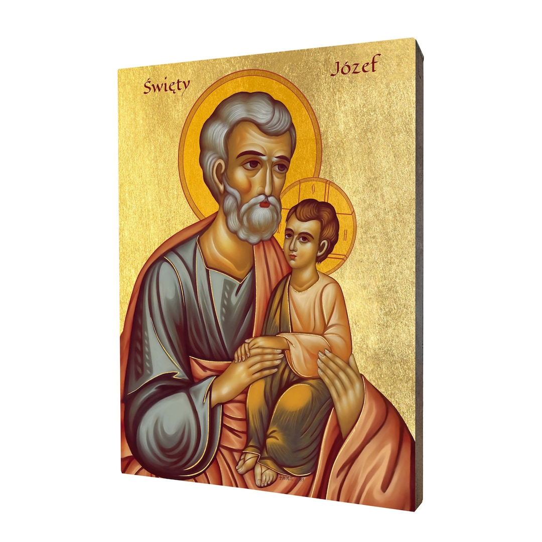 Handmade Saint Joseph Icon: Gilded Religious Wood Art - Etsy