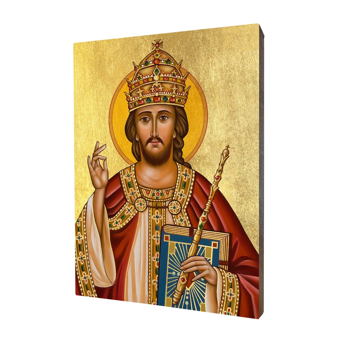 Handmade Christ the King Icon: Gilded Religious Wood Art - Etsy