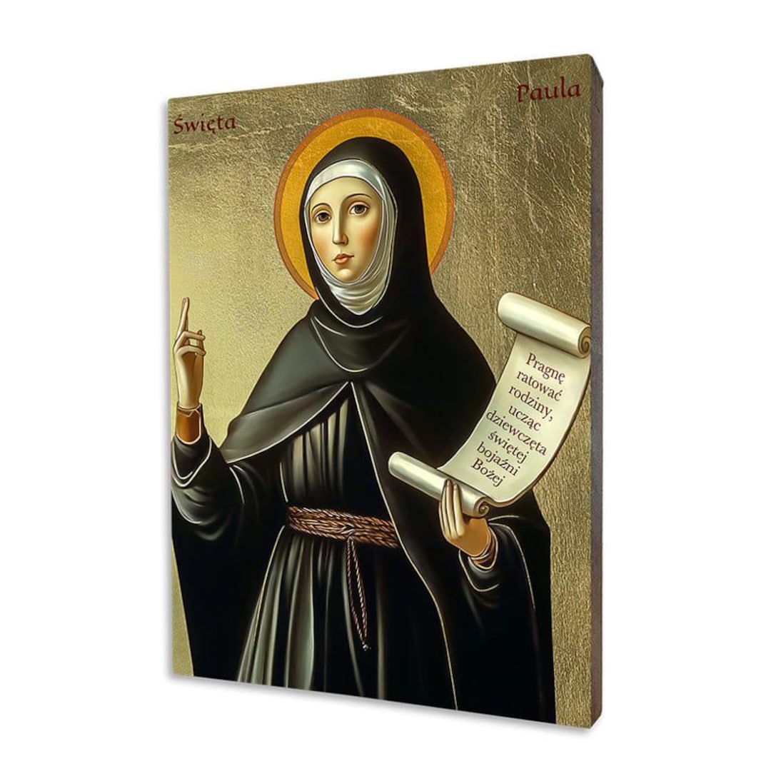 Icon of Saint Paula a Religious Gift, Handmade Religious Wood Icon ...
