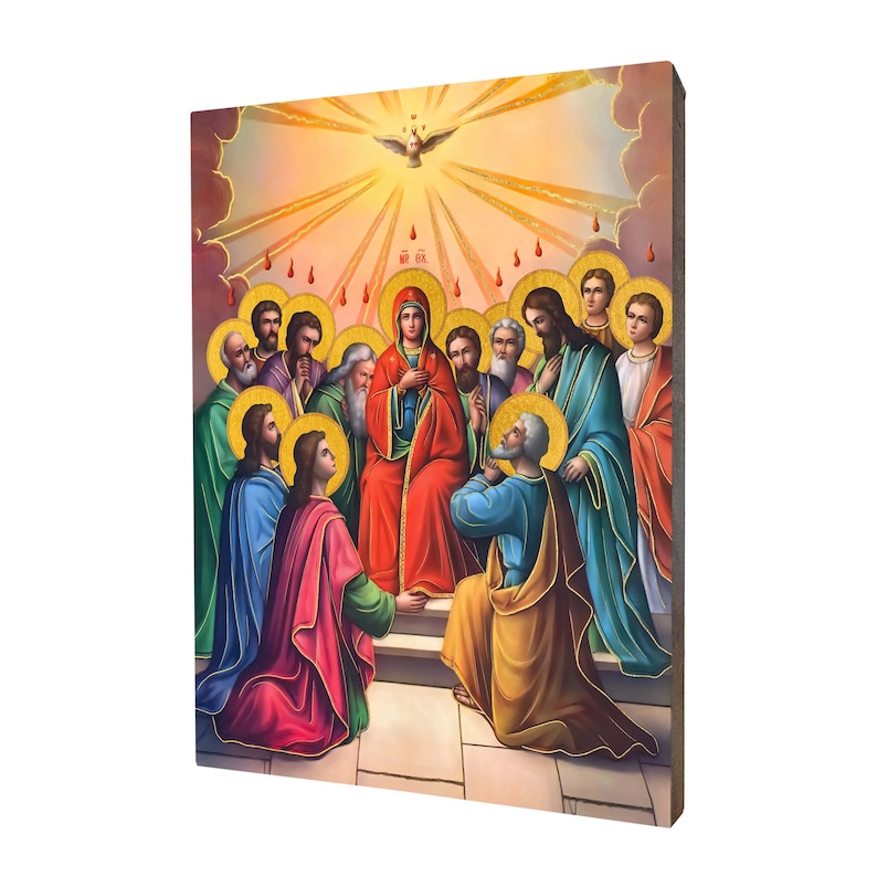 Icon of Pentecost a Religious Gift Handmade Religious Wood - Etsy