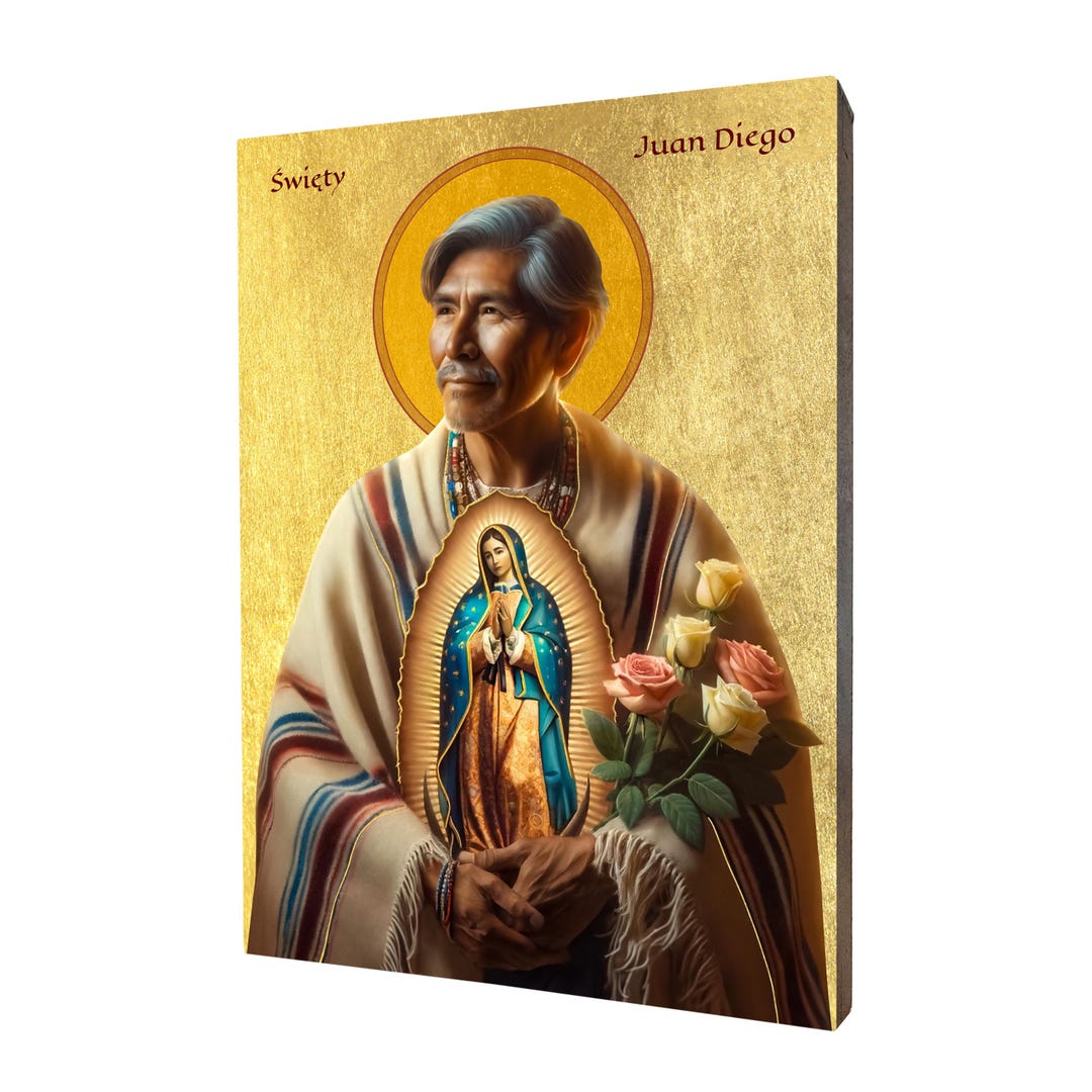 Handmade St. Juan Diego Icon: Gilded Religious Wood Art - Etsy