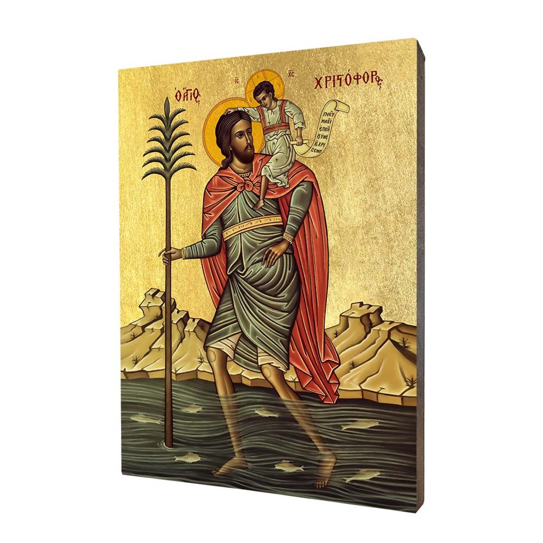 Handmade Saint Christopher Icon: Gilded Religious Gift - Etsy UK