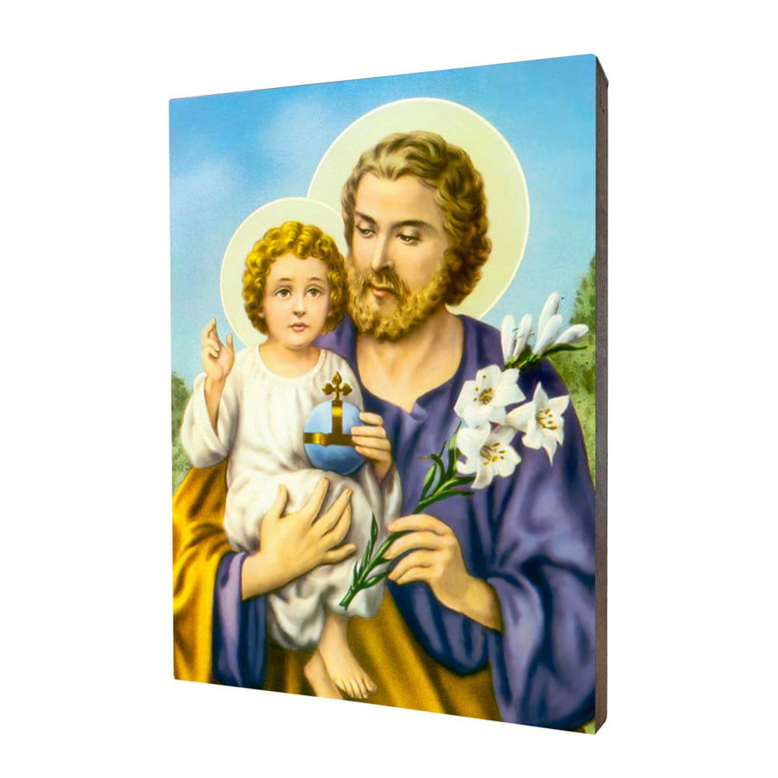Saint Joseph Painting Print on a Linden Board Religious Home - Etsy