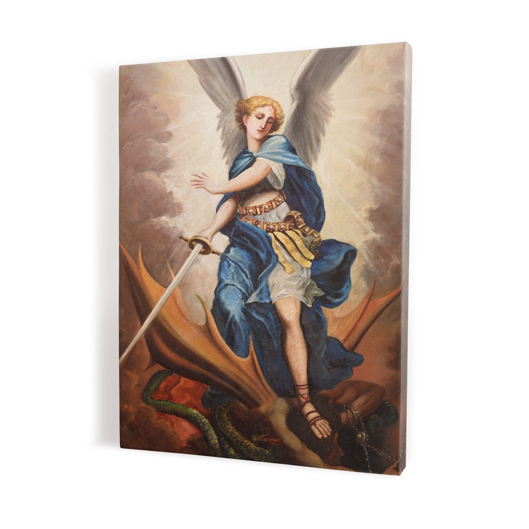 Archangel Michael Print on Canvas, Wall Art, Home Decor, Religious ...