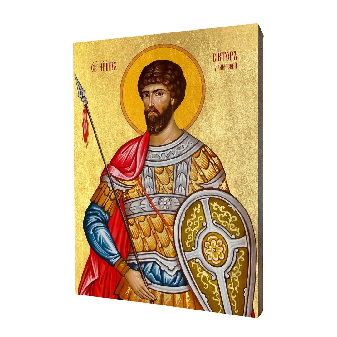 Icon of Saint Victor - a Religious Gift, Handmade Religious Wood Icon ...