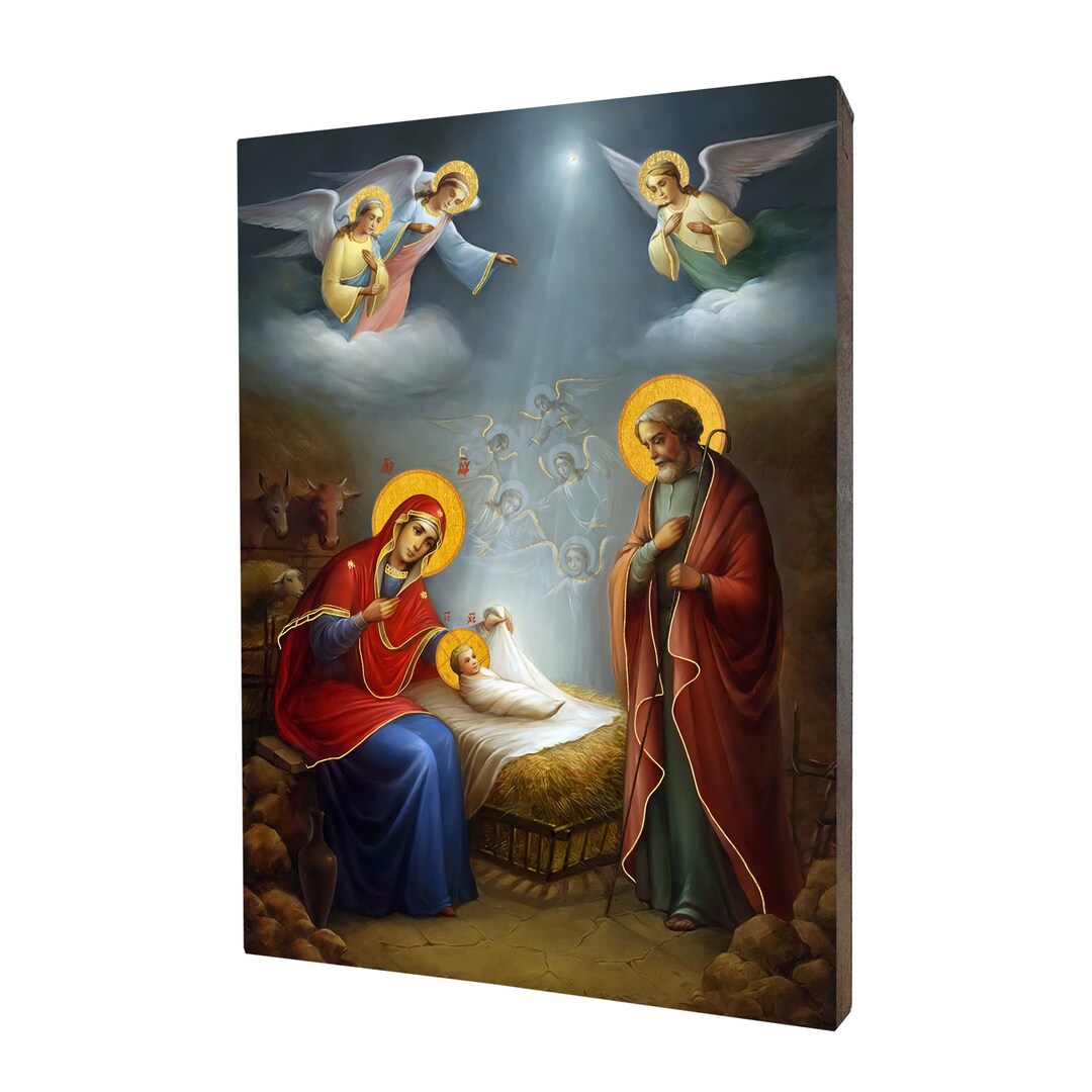 Handmade Christmas Nativity Icon: Gilded Religious Gift - Etsy