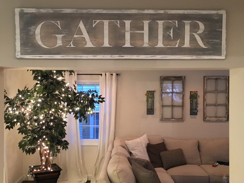 Gather Sign Wooden Gather Sign Dining Room Sign Large - Etsy