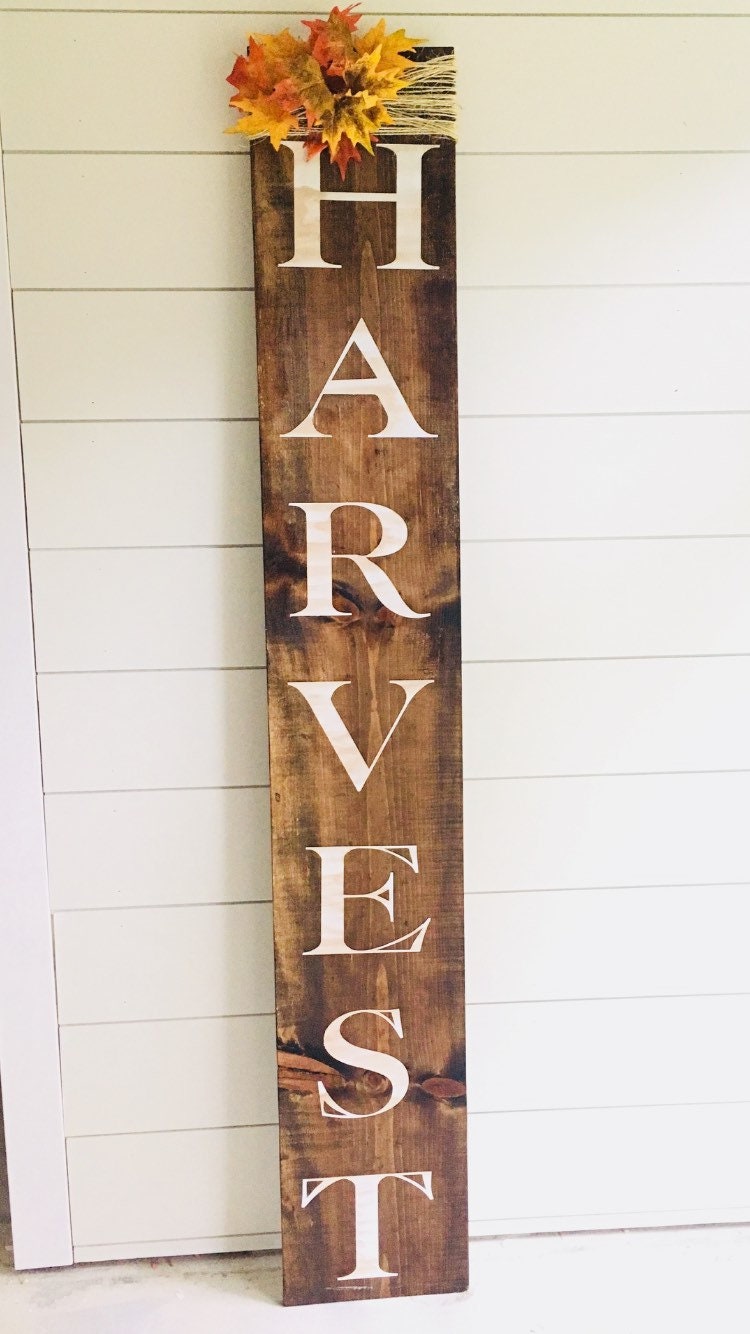 Harvest Tall Wooden Sign Fall Decor Thanksgiving Decor | Etsy