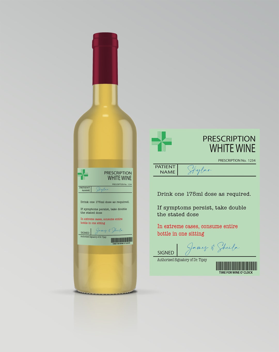 Personalised Prescription Wine Bottle Label - Red White Rose Mulled ...