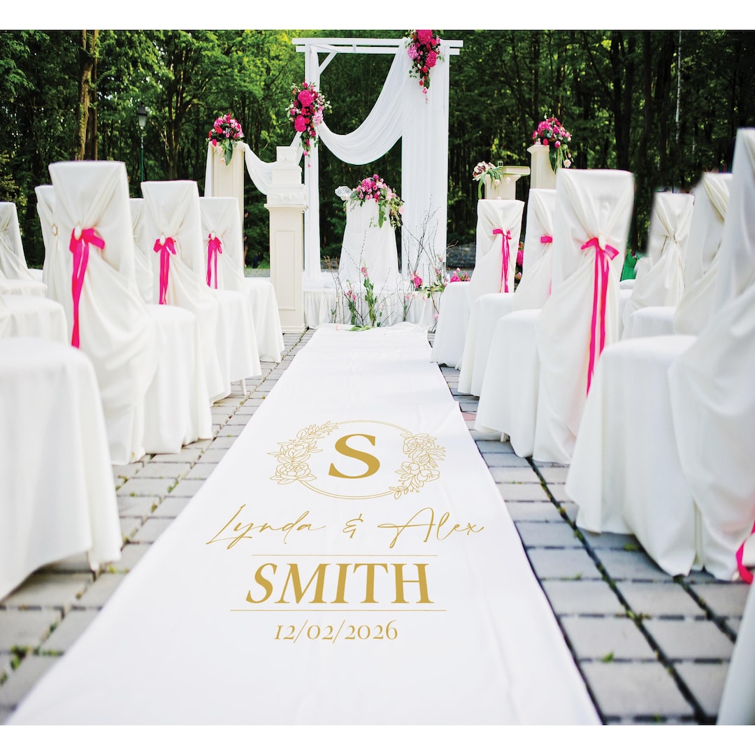 Personalised Wedding Aisle Runner, Custom Monogram Ceremony Floor ...