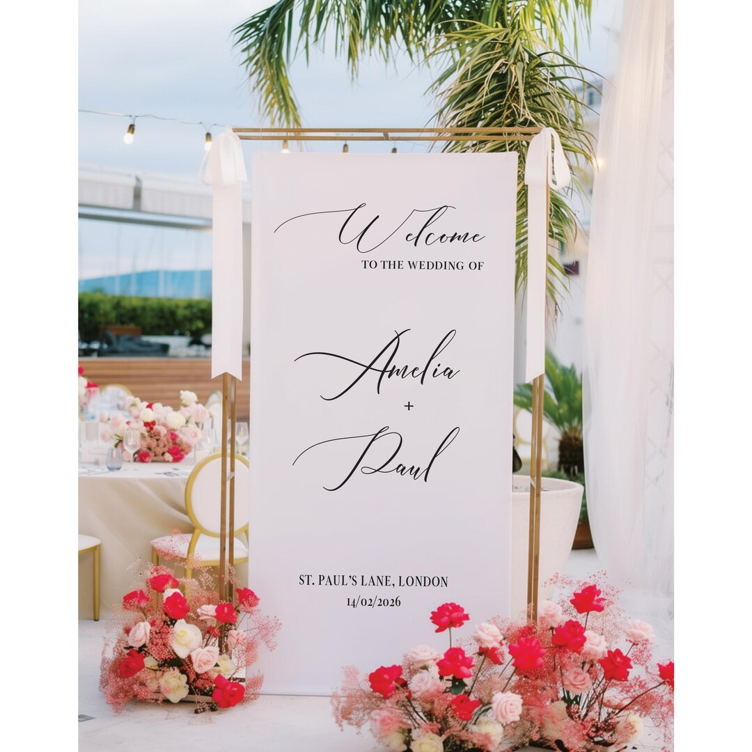 Personalized Canvas Wedding Welcome Sign – Custom Fabric Banner for ...