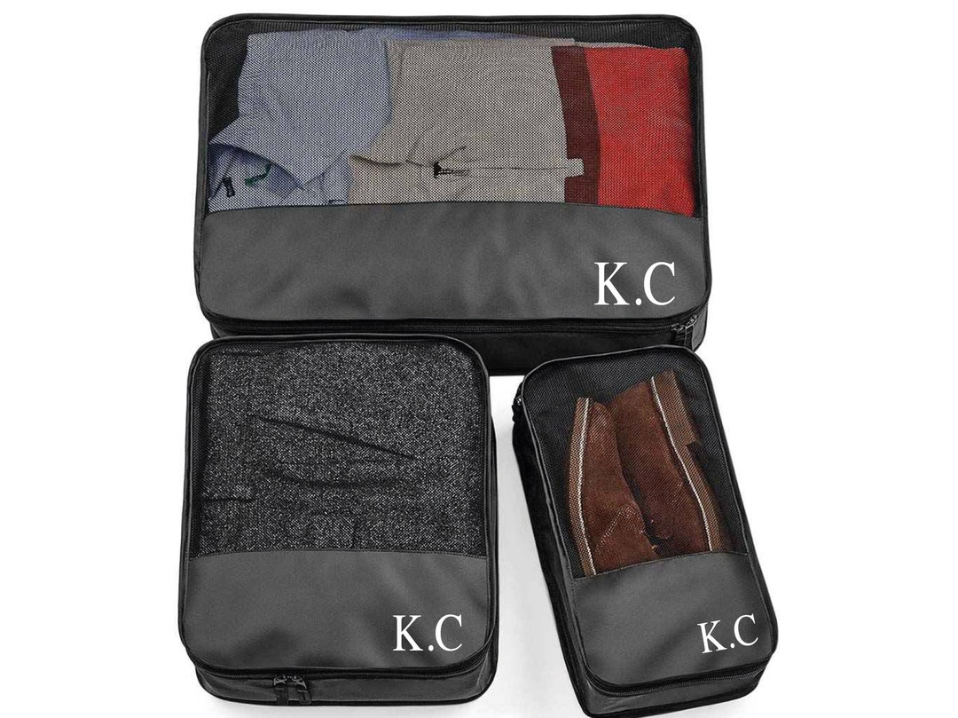 Personalised Packing Cubes, Monogram Packing Cube Set, Travel Suitcase ...