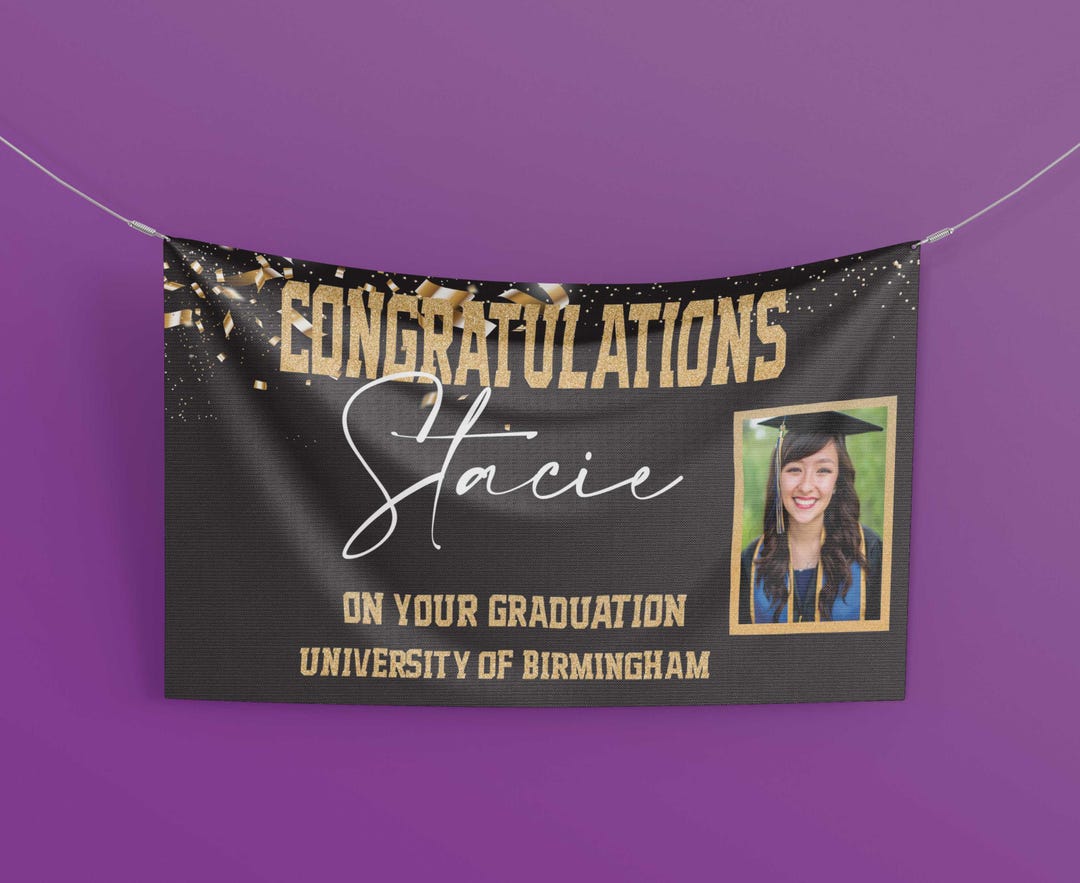 Black and Gold Graduation Banner, Class of 2025 Graduation Banner ...