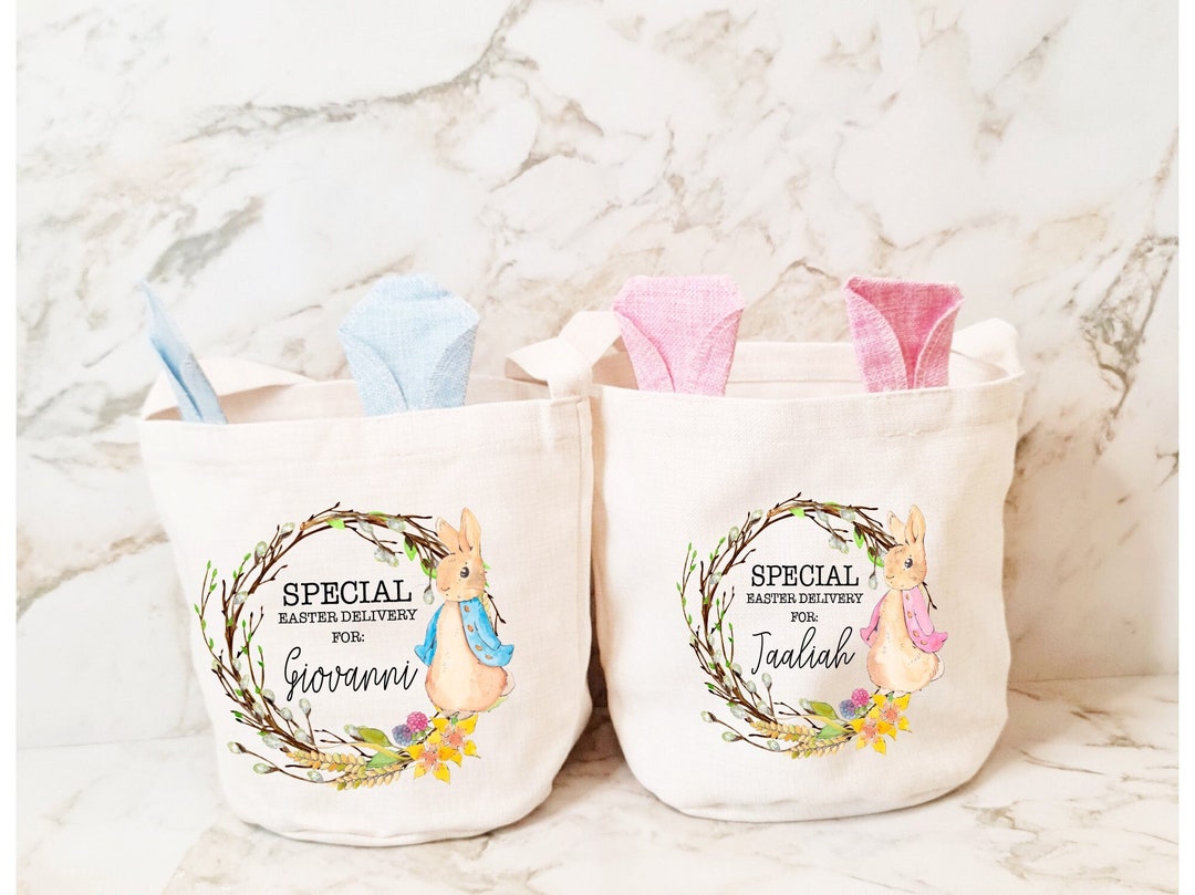 Personalised Easter Basket, Peter Rabbit Easter Bunny Bag, Custom ...