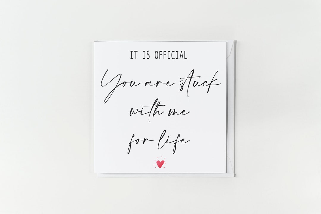 You Are Stuck With Me for Life Valentines Day Card, Cute Funny ...