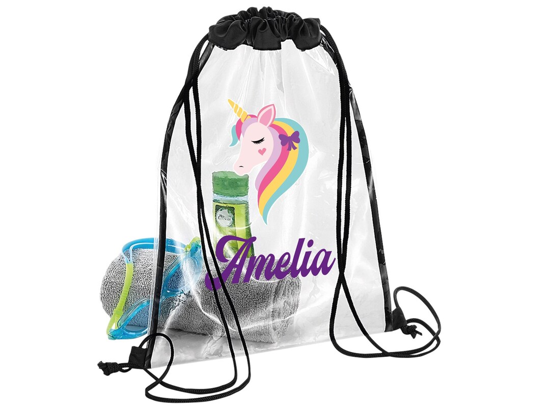 Personalised Swim Bag, Custom Name Unicorn Swimming Bag for Girls ...