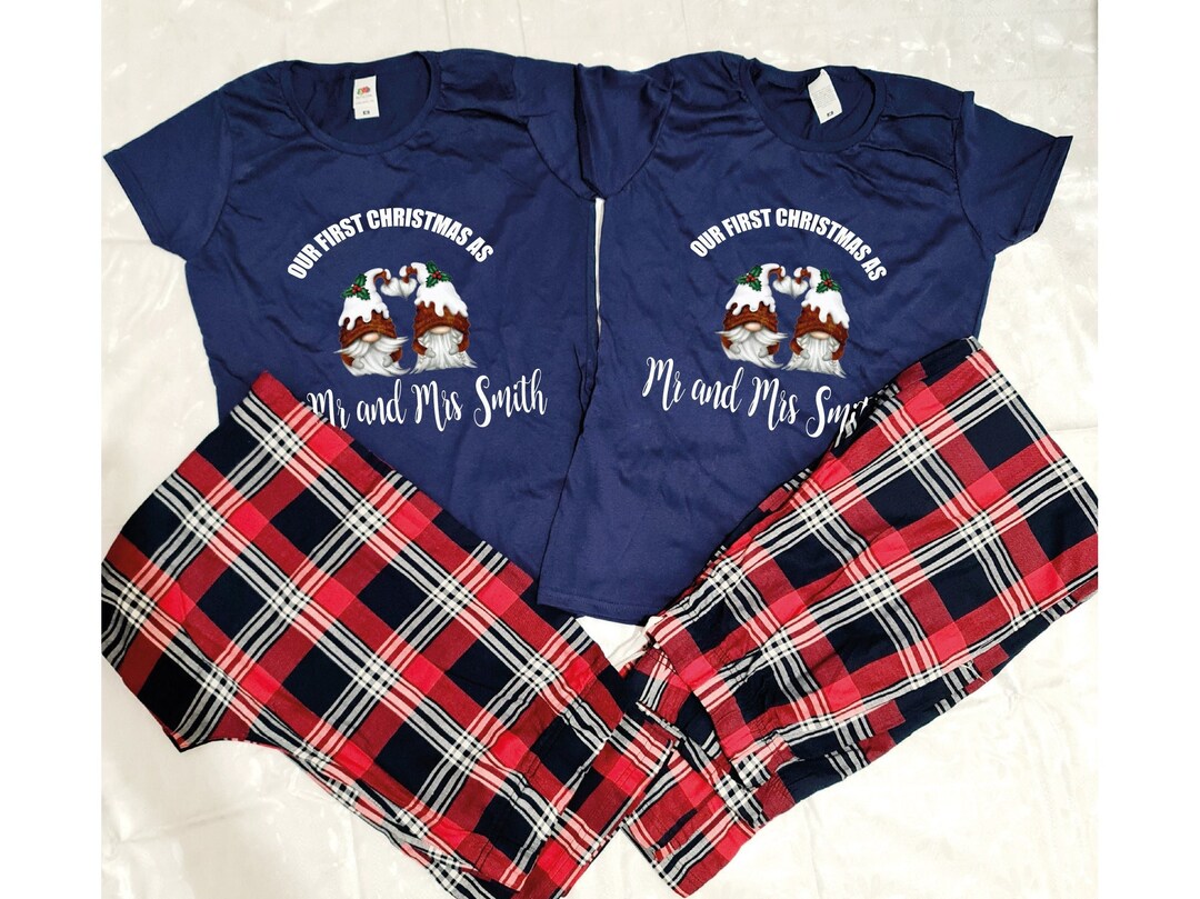 Personalised Mr and Mrs Gonk Christmas Pyjamas First Christmas as a ...
