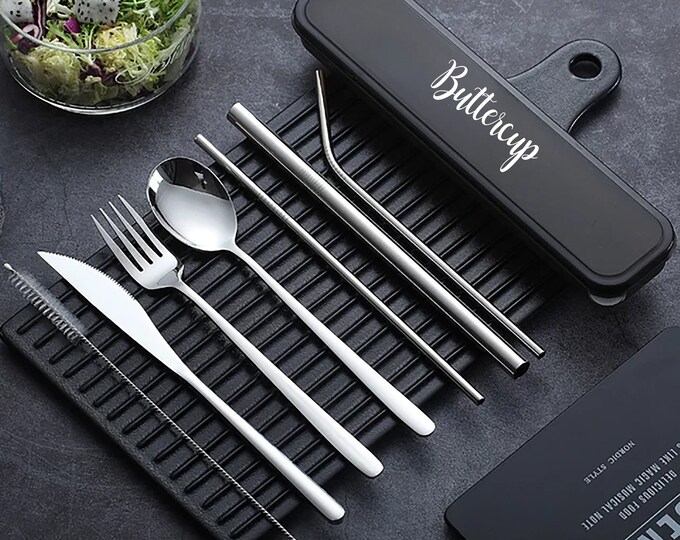 Personalised Adult Cutlery Set With Case Reusable Stainless - Etsy UK