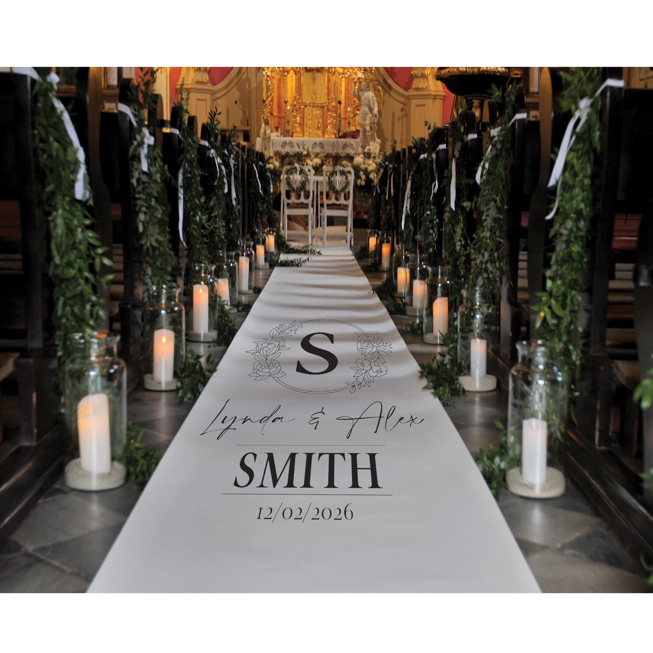 Personalised Wedding Aisle Runner, Custom Monogram Ceremony Floor ...
