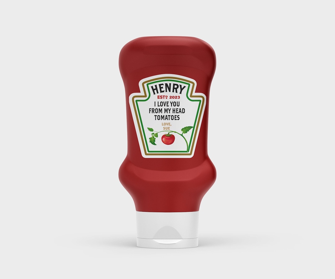 Personalised Tomato Ketchup Sauce Label Vinyl Sticker Funny Novelty ...
