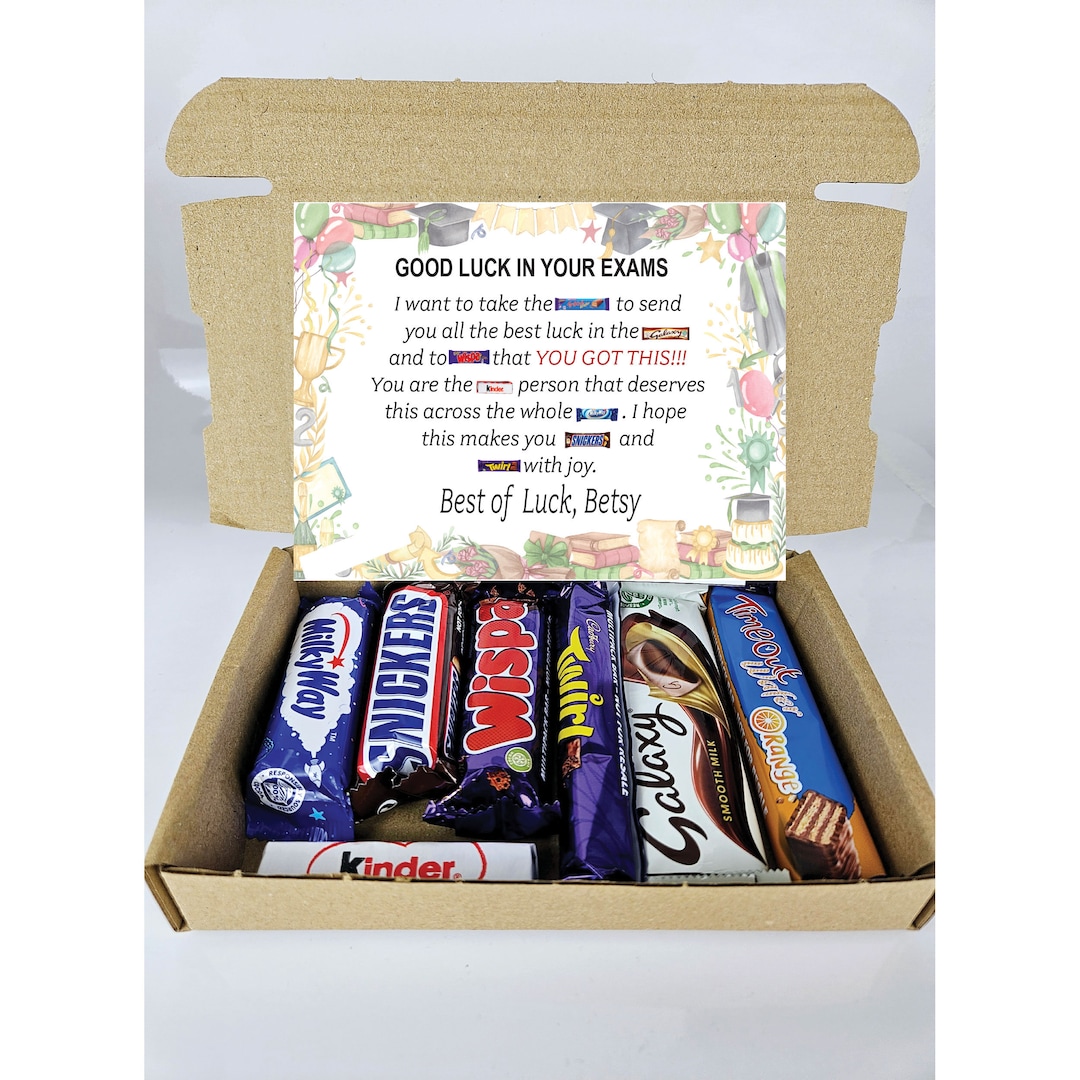 Personalized Exam Treat Box: Good Luck Gift With Chocolate Poem - Etsy